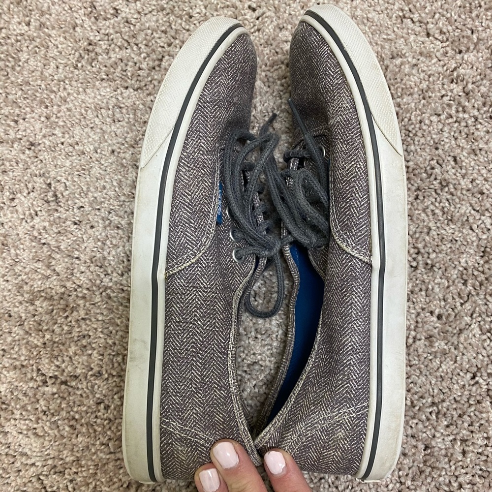 Vans- Grey And White Herringbone Pattern Shoes - Gem